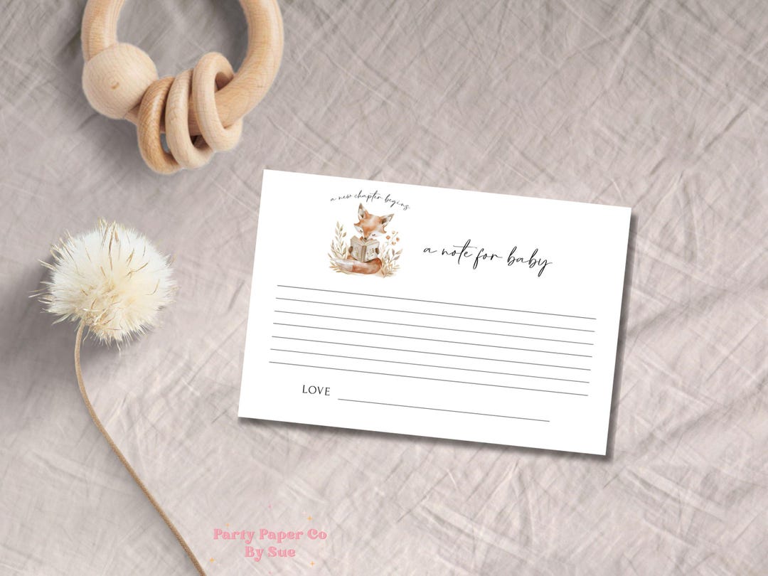 Baby Shower Note for Baby Card Template Storybook New Chapter INSTANT ...