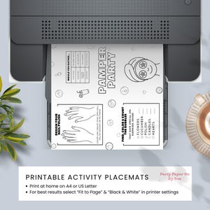 Spa Party Activity Sheet Printable PDF, Instant Download Digital, Kids ...