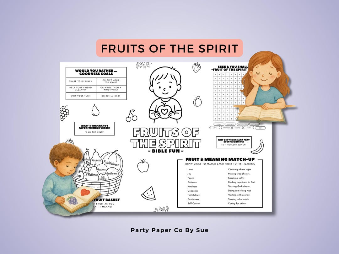 Fruits of the Spirit Activity Sheet for Kids Printable PDF INSTANT ...