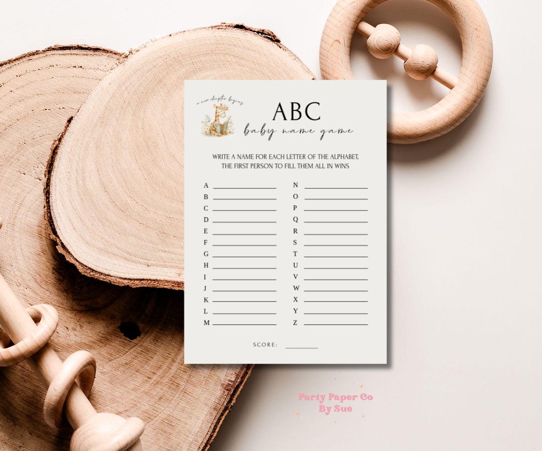 Baby Shower Game ABC Name Baby Game Storybook New Chapter Printable ...