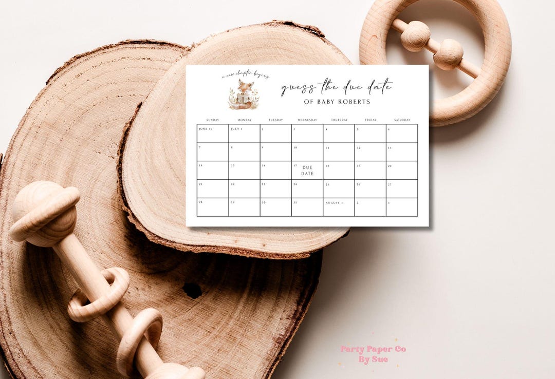 Baby Shower Game Guess the Due Date Storybook New Chapter Printable ...