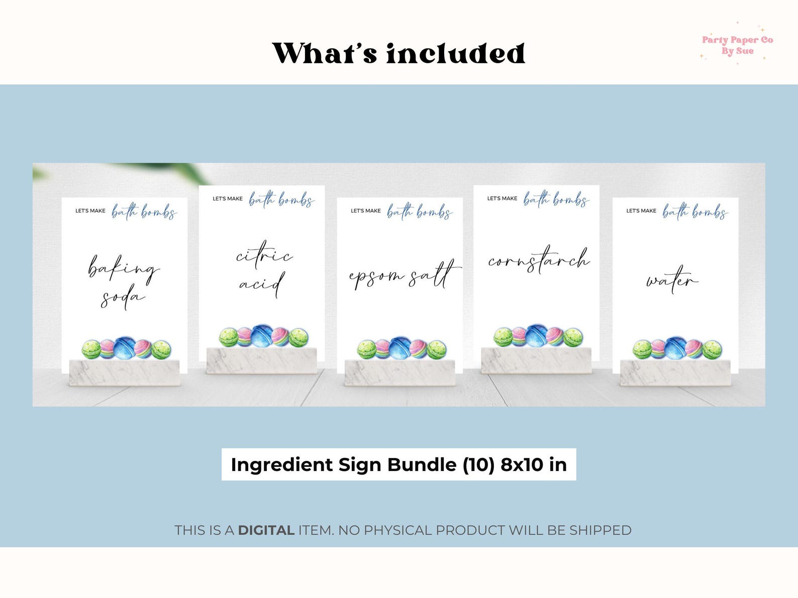 Printable Bath Bomb Ingredient Signs Bundle INSTANT DOWNLOAD Set of 10 ...