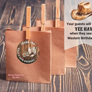 Western Birthday Tags and Favor Stickers, Cupcake Toppers, INSTANT ...