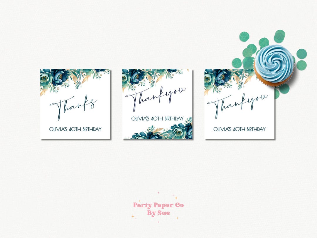 Thank You Card Templates INSTANT DOWNLOAD Floral, Teal, Gold, Editable ...