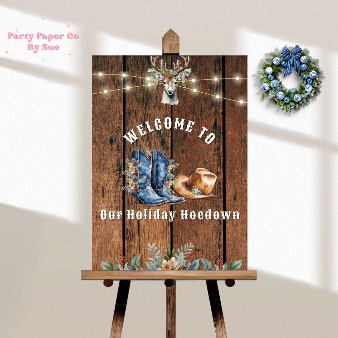 Western Holiday Hoedown Welcome Sign INSTANT DOWNLOAD Editable Event ...
