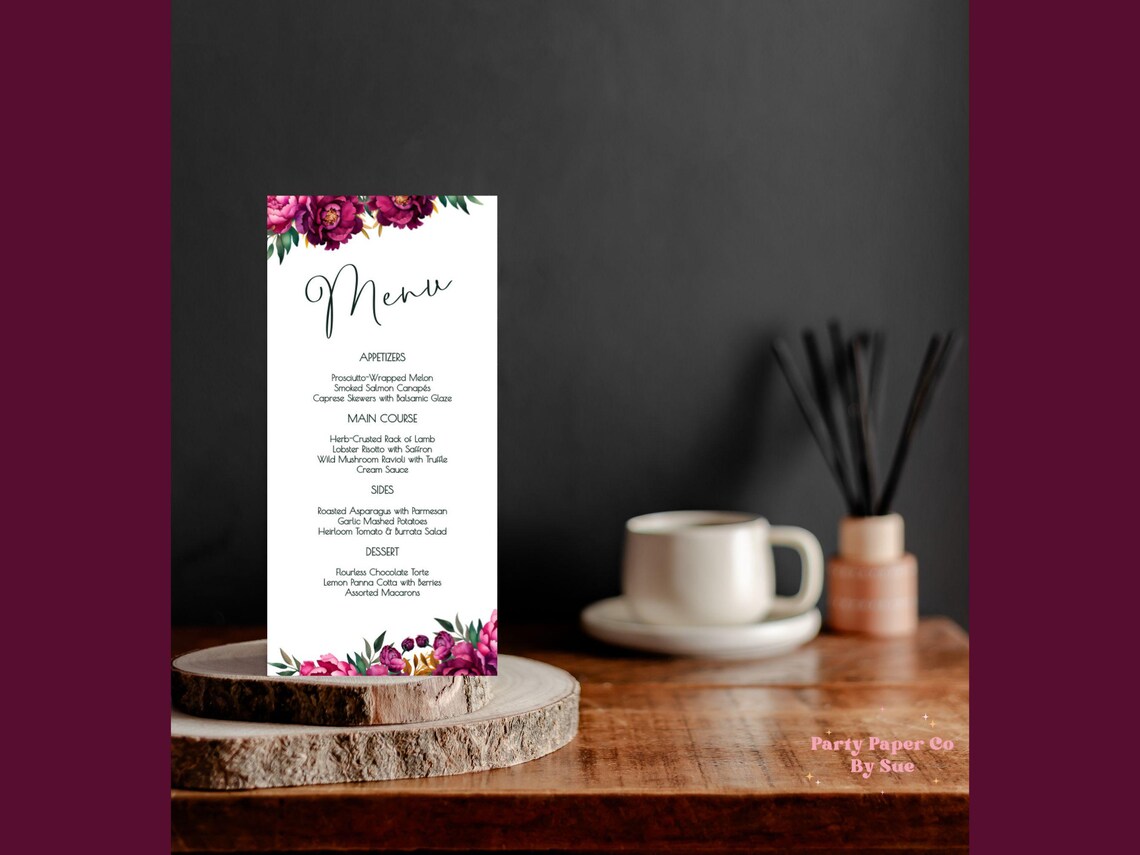 Menu Template INSTANT DOWNLOAD Elegant Floral, Digital, Customizable ...
