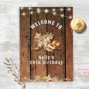 Western Birthday Welcome Sign INSTANT DOWNLOAD Editable Poster, Cowboy ...