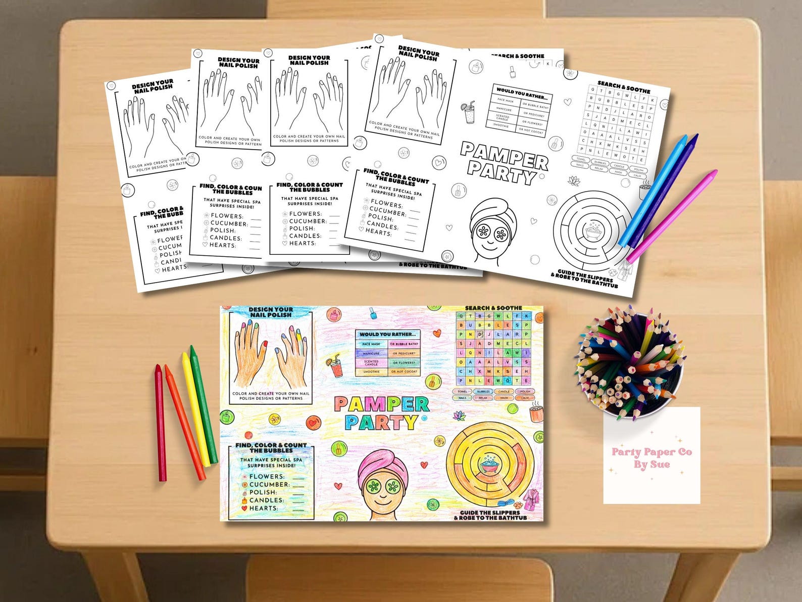 Spa Party Activity Sheet Printable PDF, Instant Download Digital, Kids ...