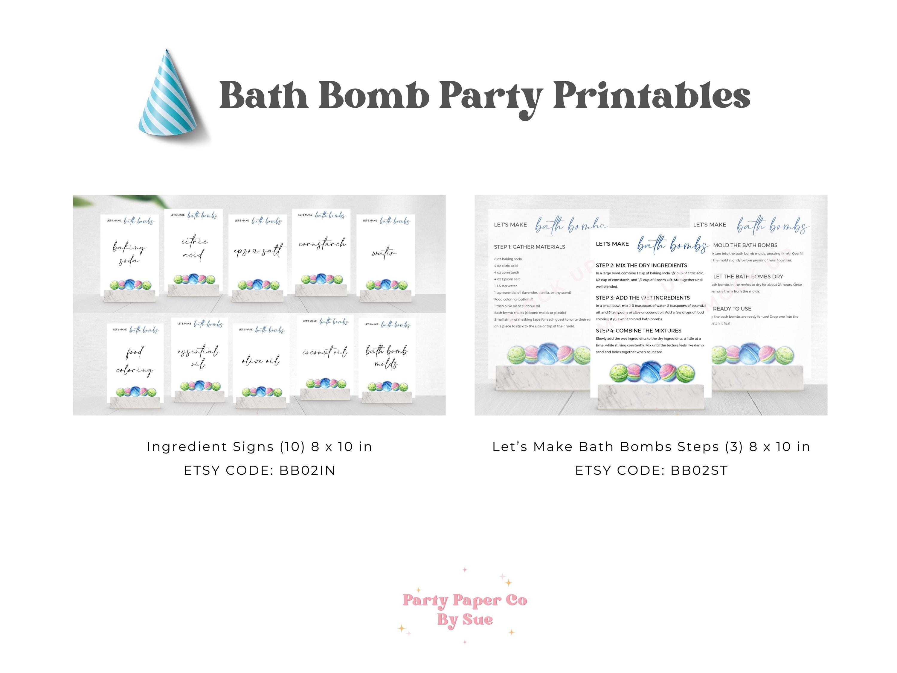 Printable Bath Bomb Ingredient Signs Bundle INSTANT DOWNLOAD Set of 10 ...