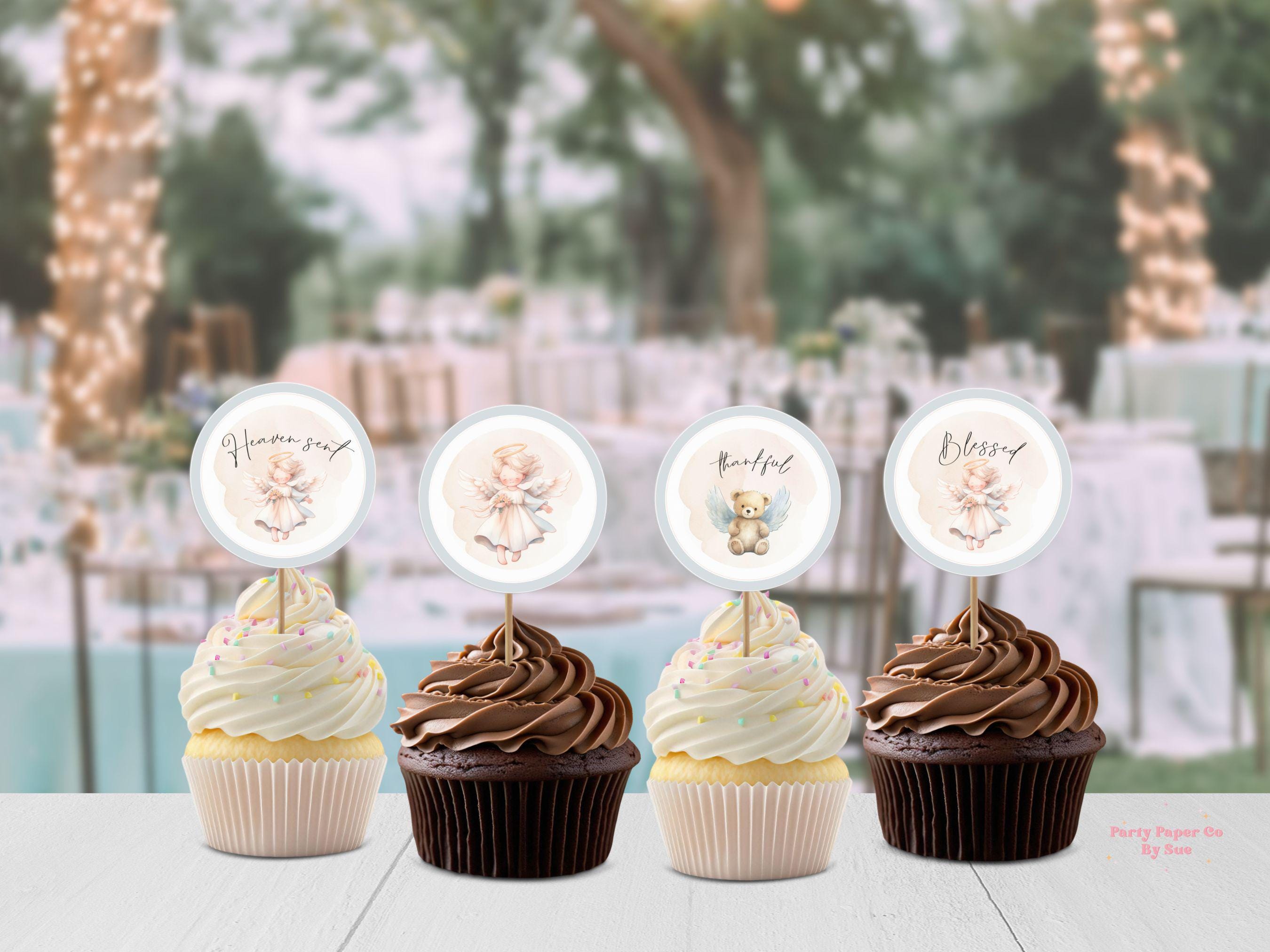 Heaven Sent Baby Shower Cupcake Toppers Digital Template INSTANT ...