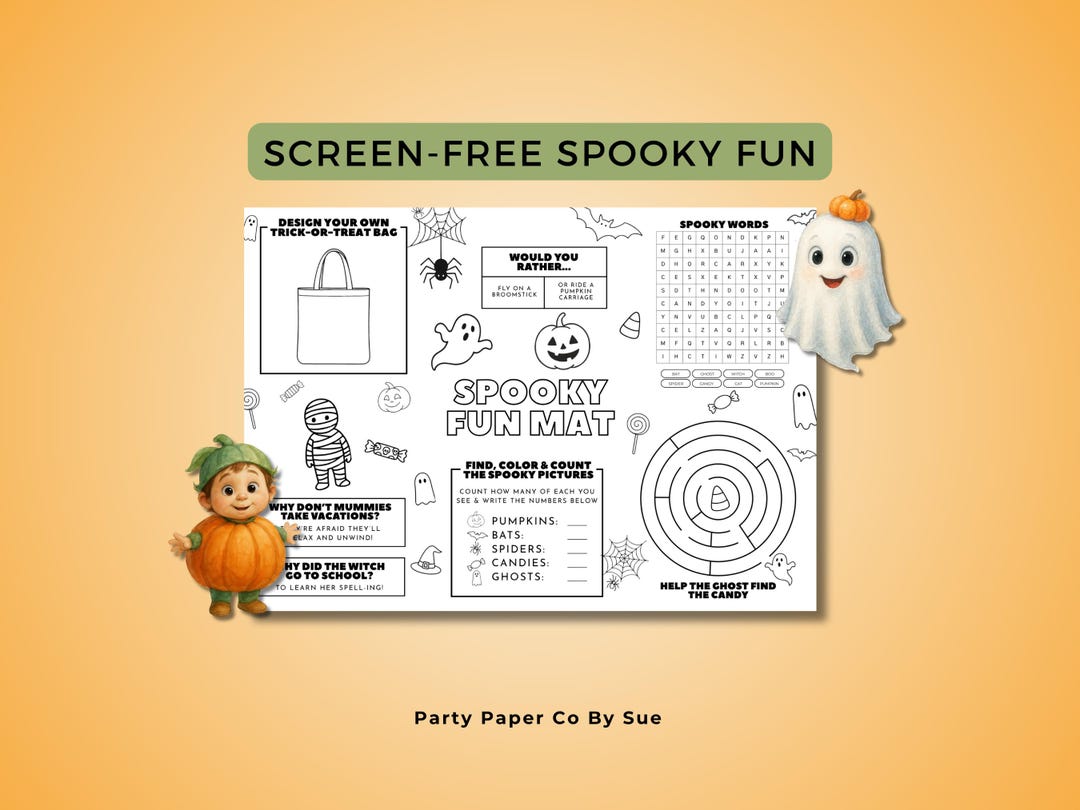 Halloween Activity Placemat Printable PDF, Instant Download Digital ...