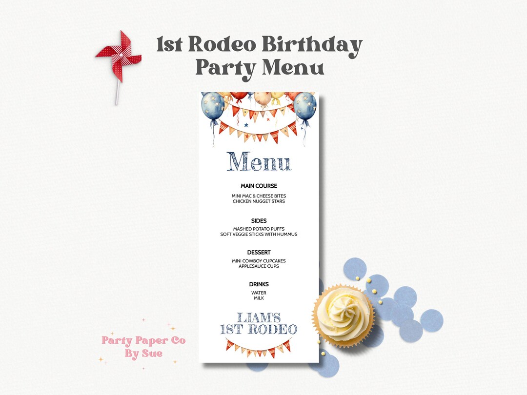 Menu Template 1st Rodeo Birthday INSTANT DOWNLOAD Editable, Cowboy ...