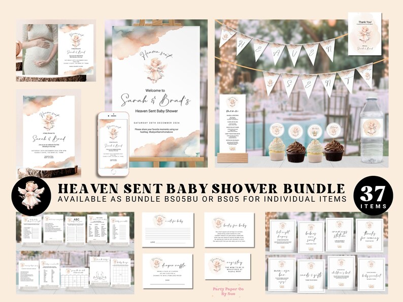 Baby Shower Water Bottle Label Template Heaven Sent INSTANT DOWNLOAD ...