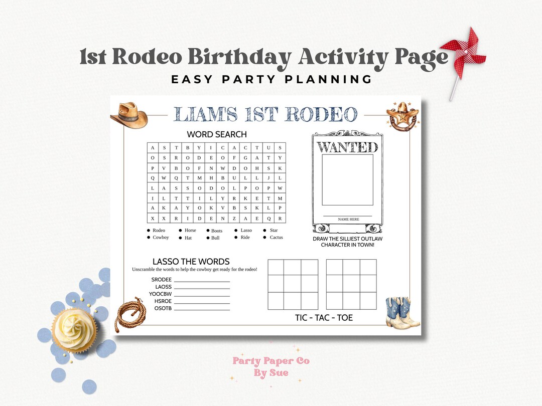 1st Rodeo Birthday Party Activity Page Template INSTANT DOWNLOAD ...