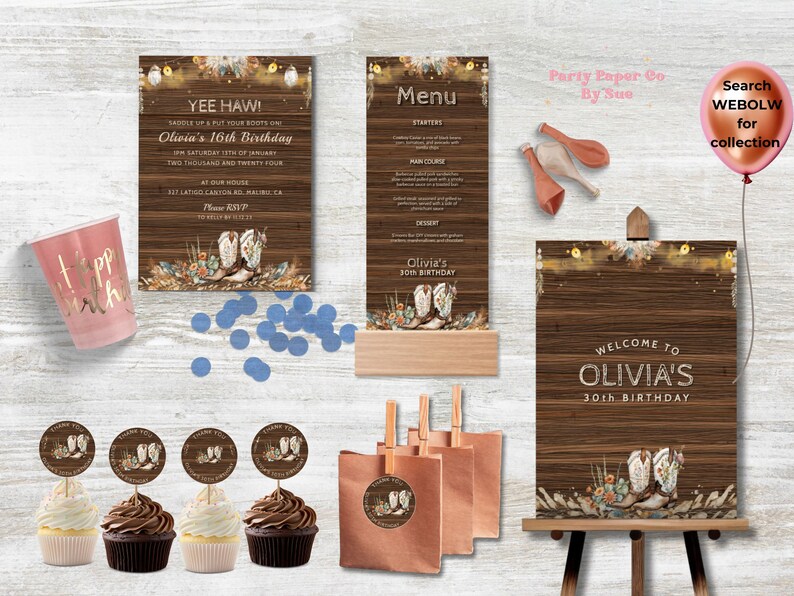 Editable Western Birthday Party Menu Template INSTANT DOWNLOAD Digital ...