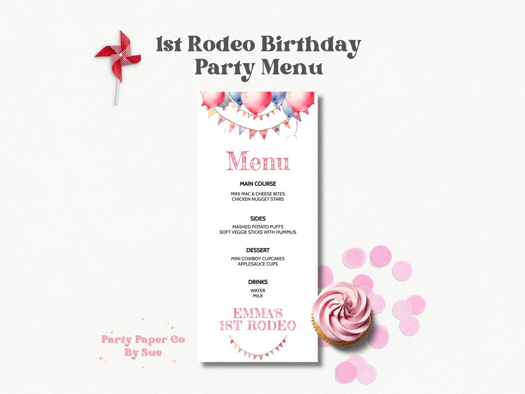 Menu Template 1st Rodeo Birthday INSTANT DOWNLOAD Editable, Cowgirl ...