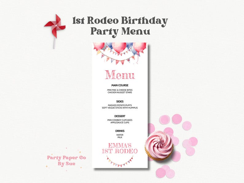 Menu Template 1st Rodeo Birthday INSTANT DOWNLOAD Editable, Cowgirl ...