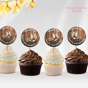 Western Birthday Tags and Favor Stickers, Cupcake Toppers, INSTANT ...