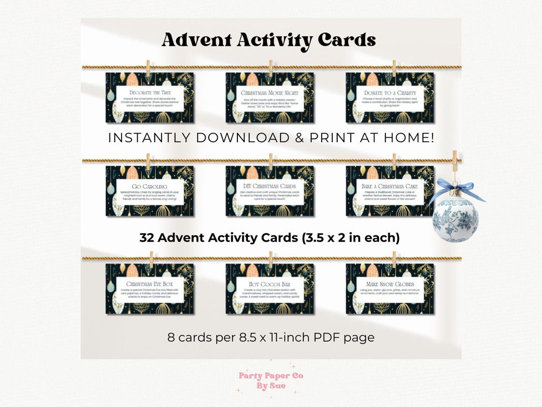 Advent Activities Cards Christmas Activity INSTANT DOWNLOAD Family Kids ...