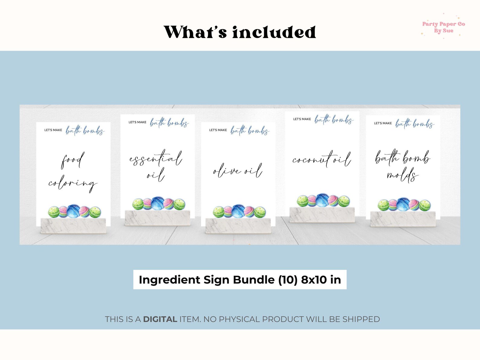 Printable Bath Bomb Ingredient Signs Bundle INSTANT DOWNLOAD Set of 10 ...