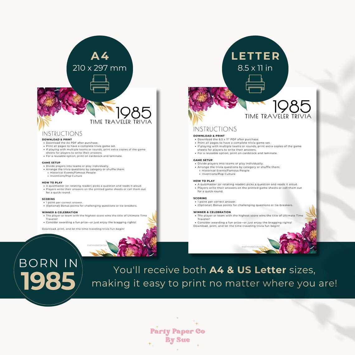 1985 Time Traveler Trivia Printable Game, Milestone Birthday Party Quiz ...