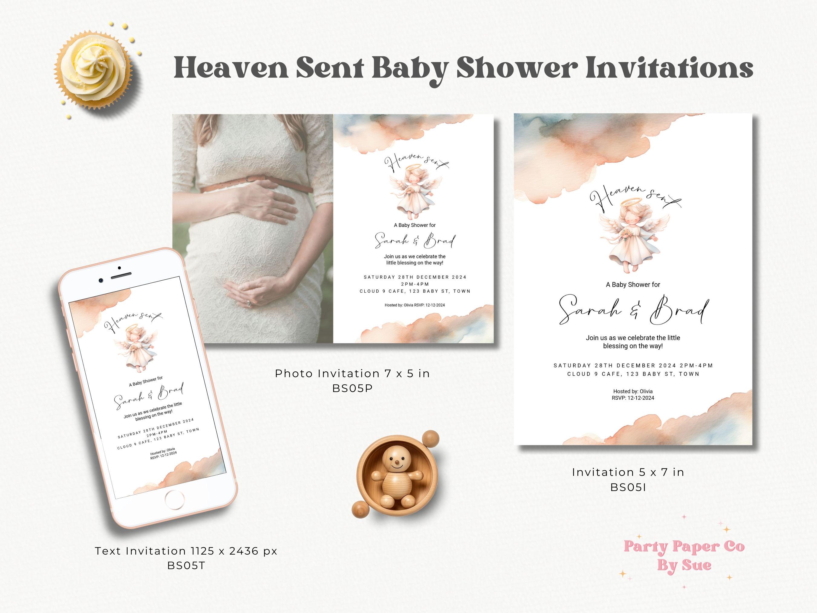 Baby Shower Water Bottle Label Template Heaven Sent INSTANT DOWNLOAD ...