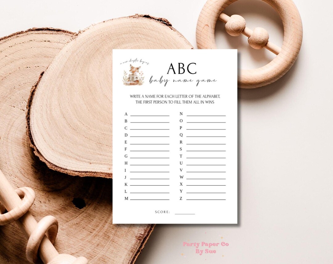 Baby Shower Game ABC Name Baby Game Storybook New Chapter Printable ...