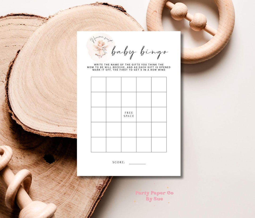 Baby Shower Game Baby Bingo Heaven Sent Printable INSTANT DOWNLOAD ...