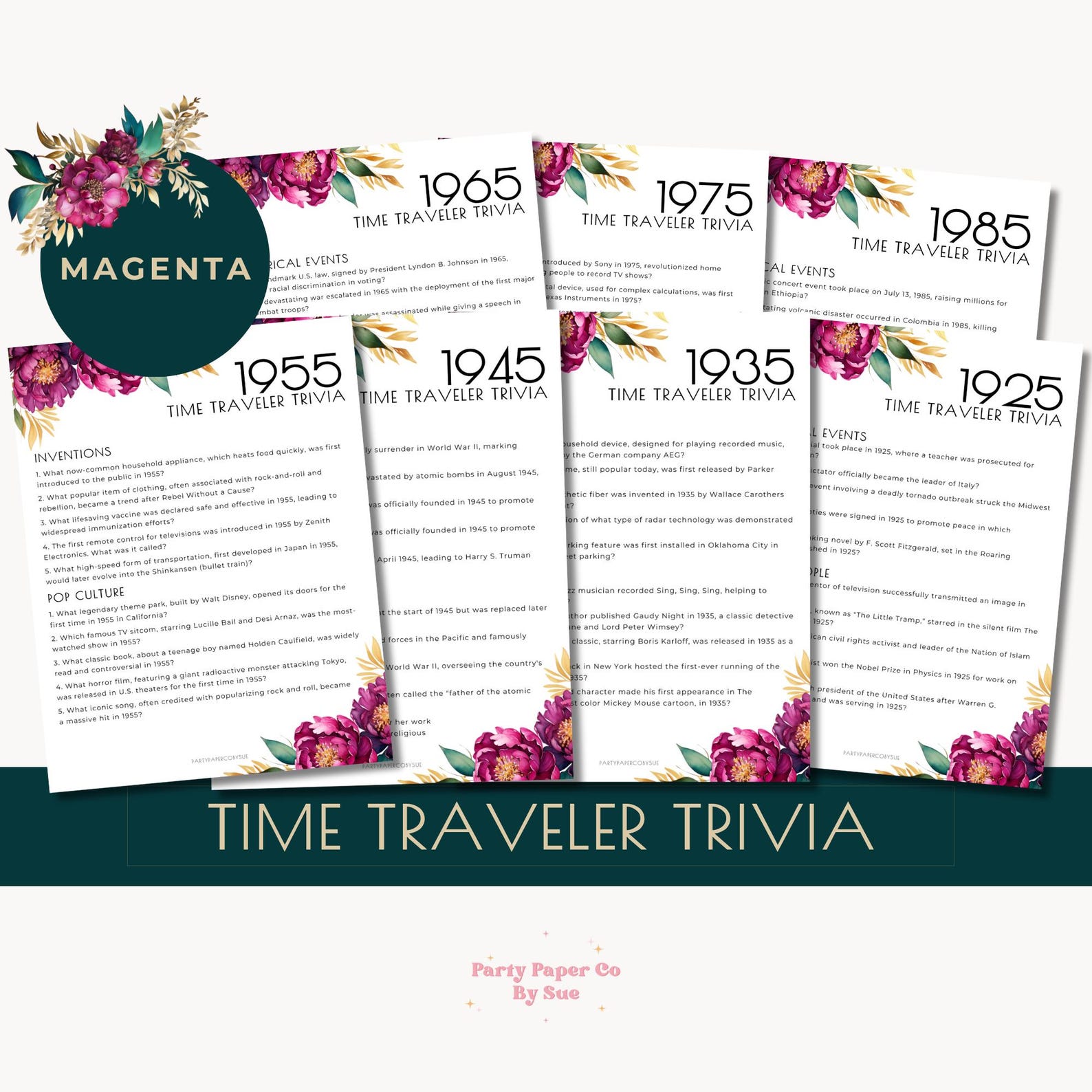 1985 Time Traveler Trivia Printable Game, Milestone Birthday Party Quiz ...