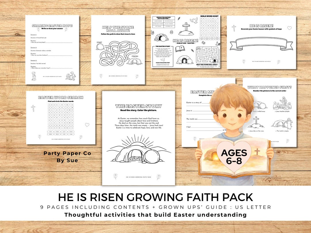 He is Risen Easter Activity Sheets for Kids Ages 6-8 | Christian ...