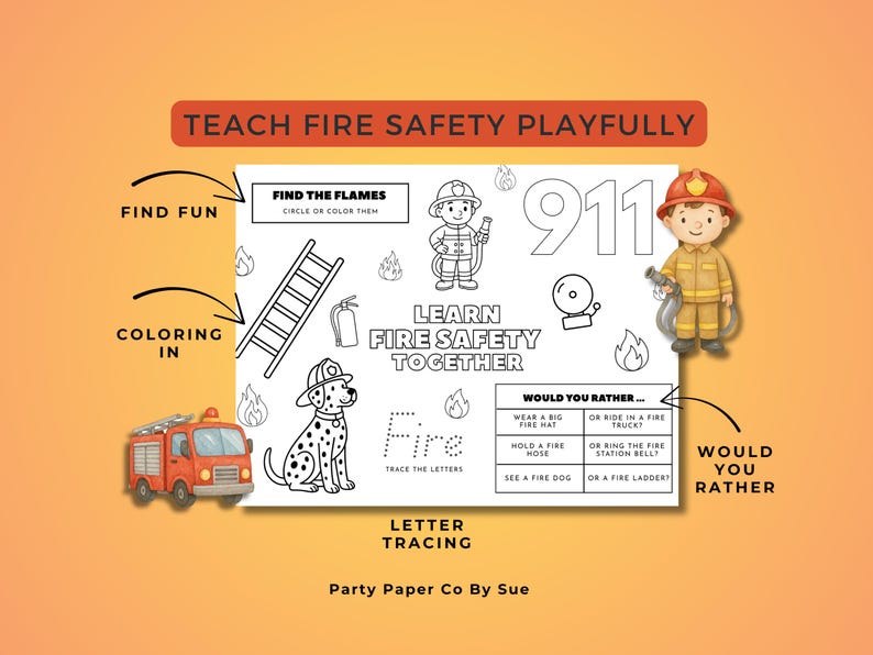 Fire Safety Activity Pack for Toddlers, Printable Coloring Pages ...
