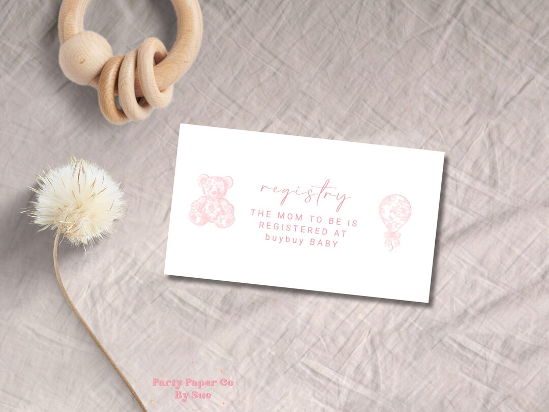 Baby Shower Gift Registry Card Template Pink Floral Toile INSTANT ...