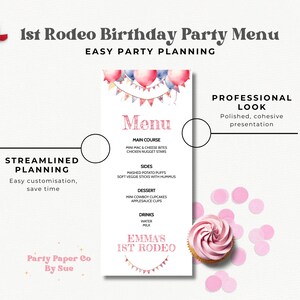 Menu Template 1st Rodeo Birthday INSTANT DOWNLOAD Editable, Cowgirl ...