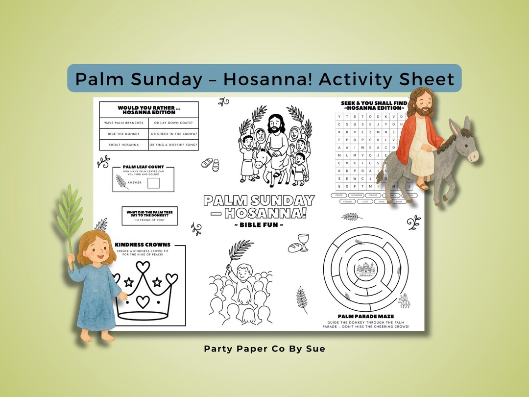 Palm Sunday Kids Activity Sheet, Printable PDF, INSTANT Digital ...