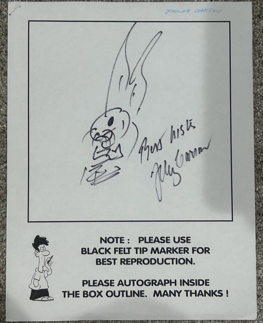 Johnny Carson Signed Original Hand Drawn Sketch - Etsy