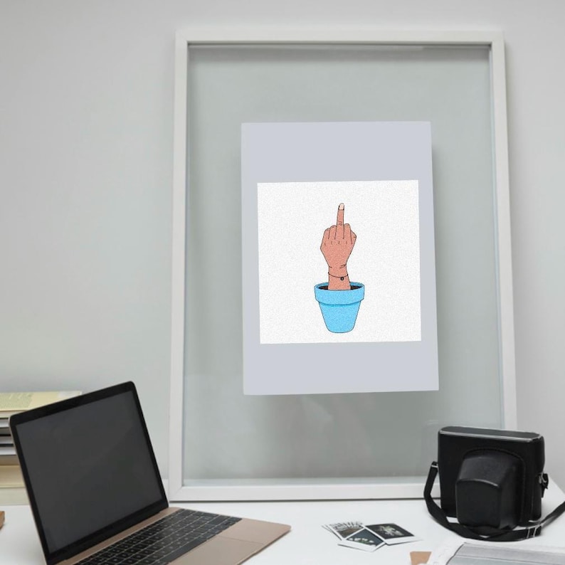 Potted Middle Finger Art Print - Wall Decor - Digital Download - Etsy