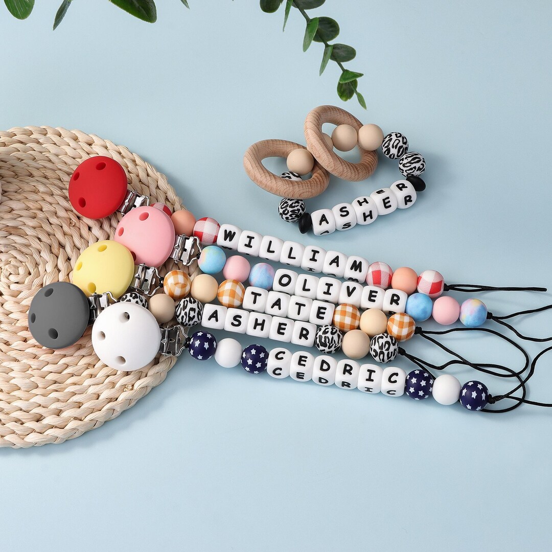 Checkered Personalized Pacifier Clip,unique Baby Shower Gift,gender ...