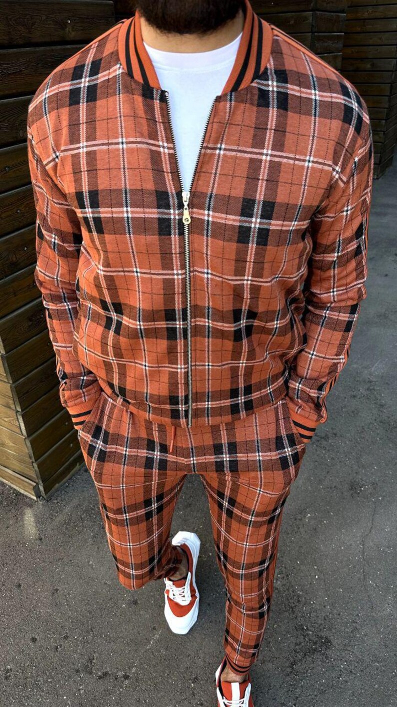 Men's Plaid Patterned Tracksuit - the Meeting of Sport and Elegance - Etsy