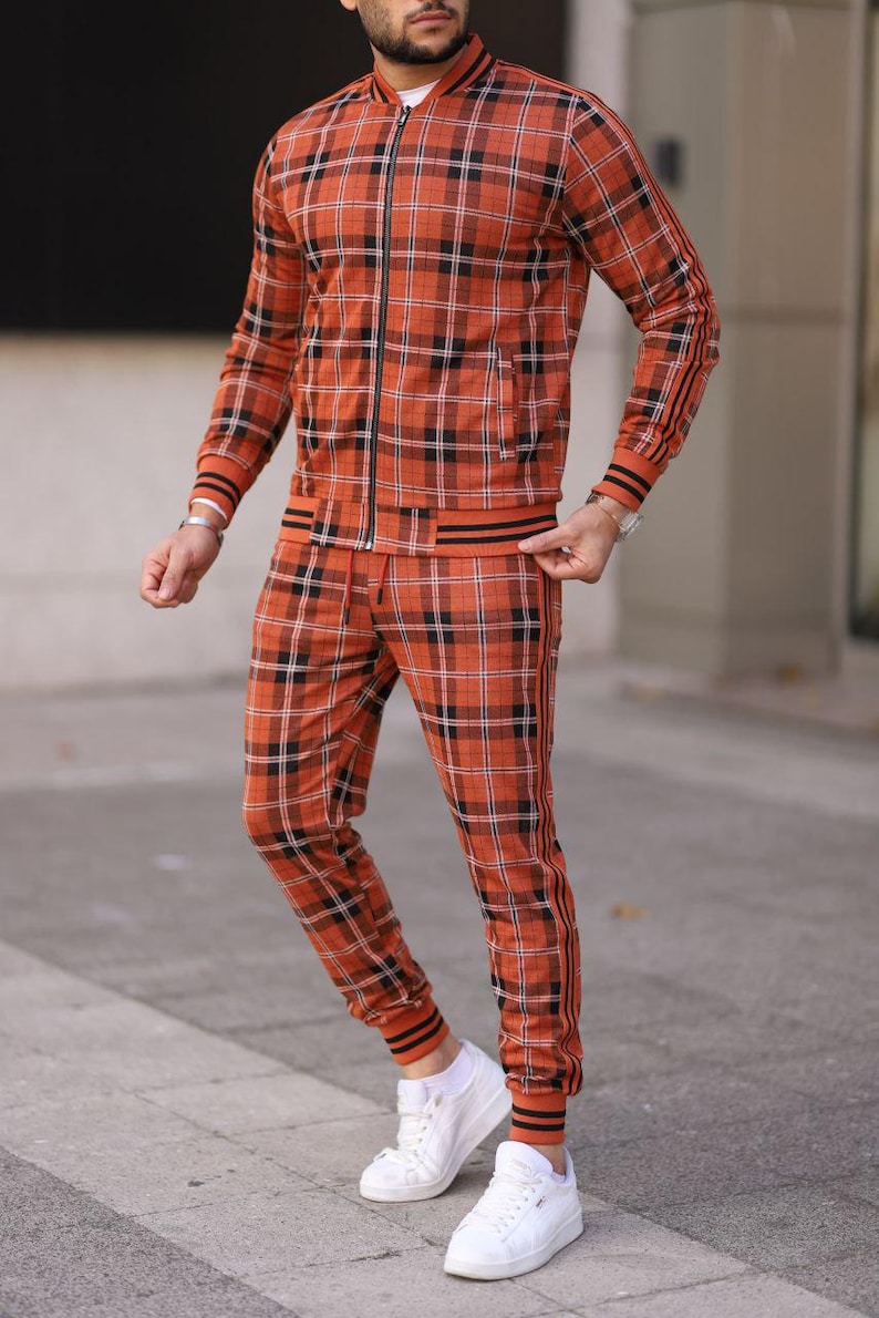 Men's Plaid Patterned Tracksuit - the Meeting of Sport and Elegance - Etsy