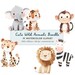 10 Watercolor Cute Wild Animals Clipart Bundle PNG Digital Download ...