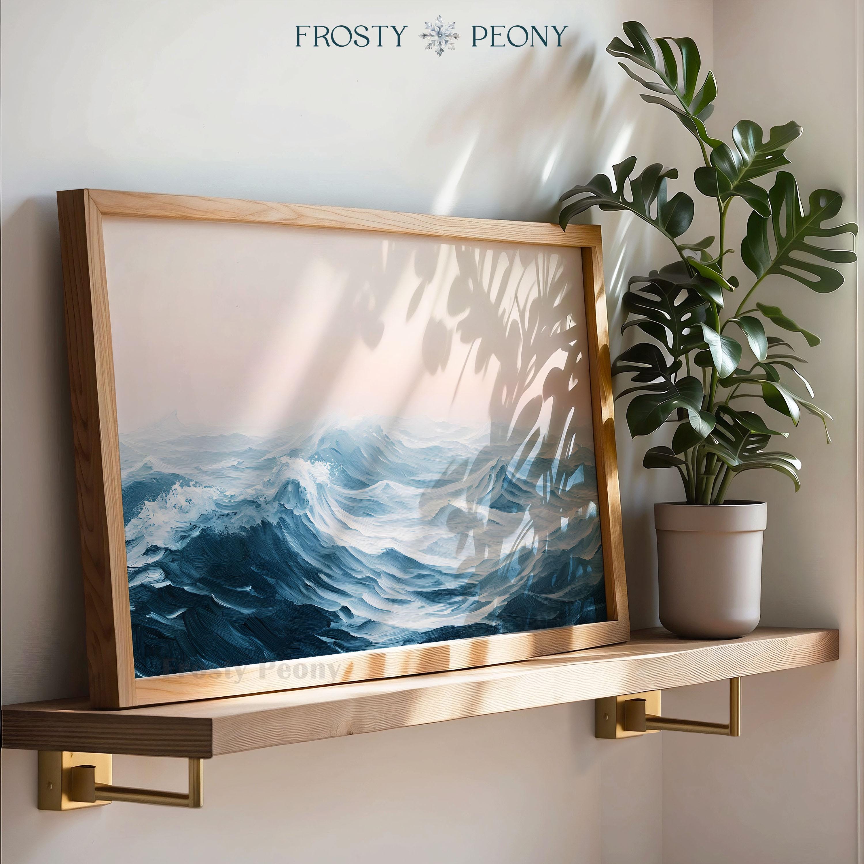 Lively Ocean Wave Scenery Art Print Serene Coastal Wall Art Calm Ocean ...