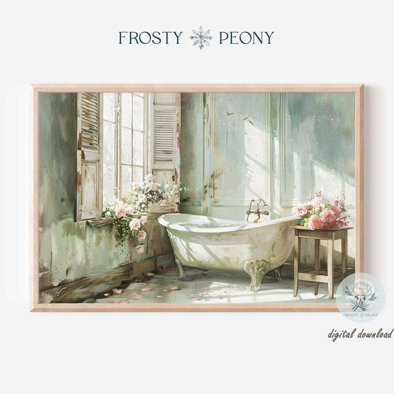 Bathtub Floral Wall Art - Etsy