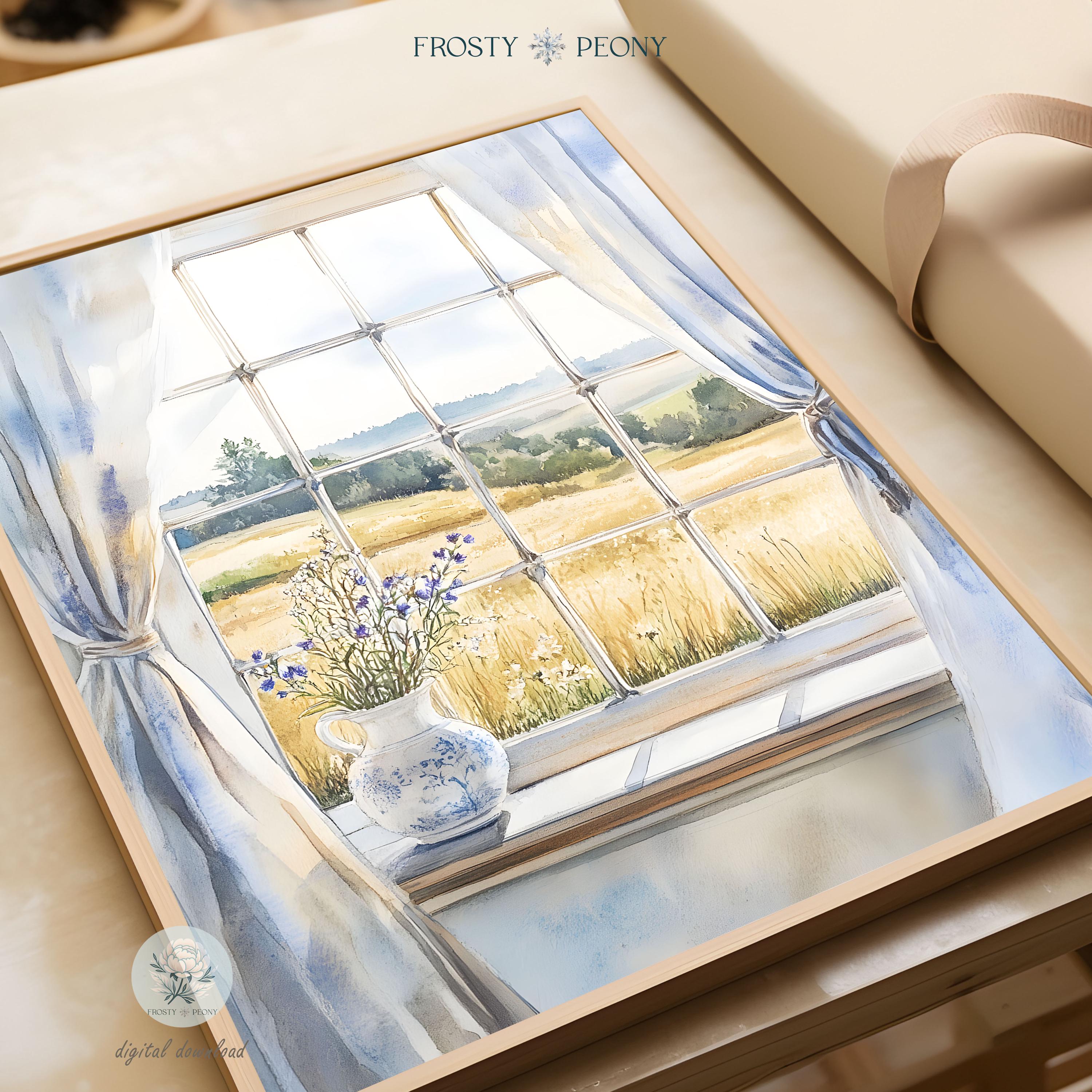 Farmhouse Window View Art Print: Rustic Fall Autumn Countryside ...