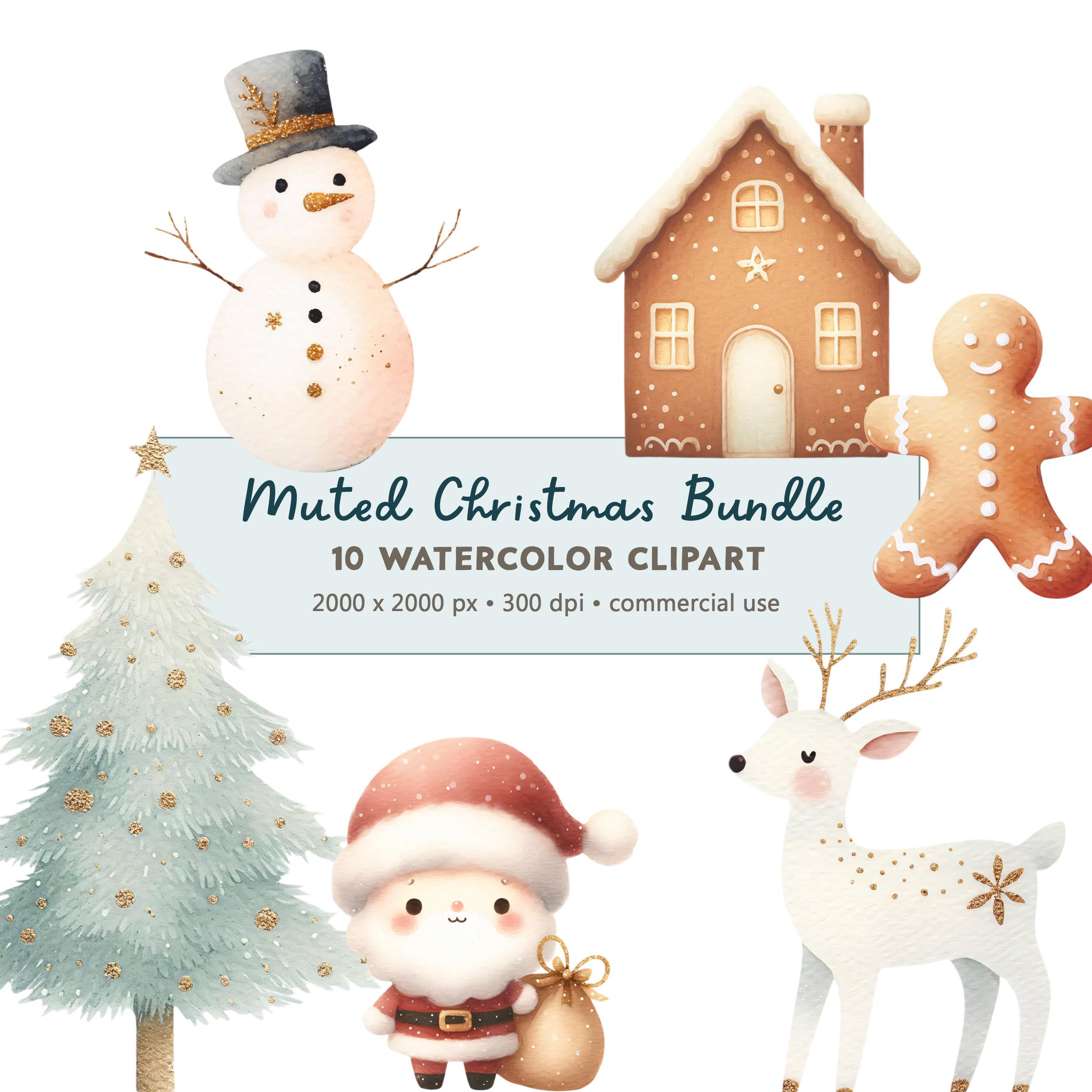 10 Watercolor Muted Christmas Bundle Clipart PNG Digital Download ...