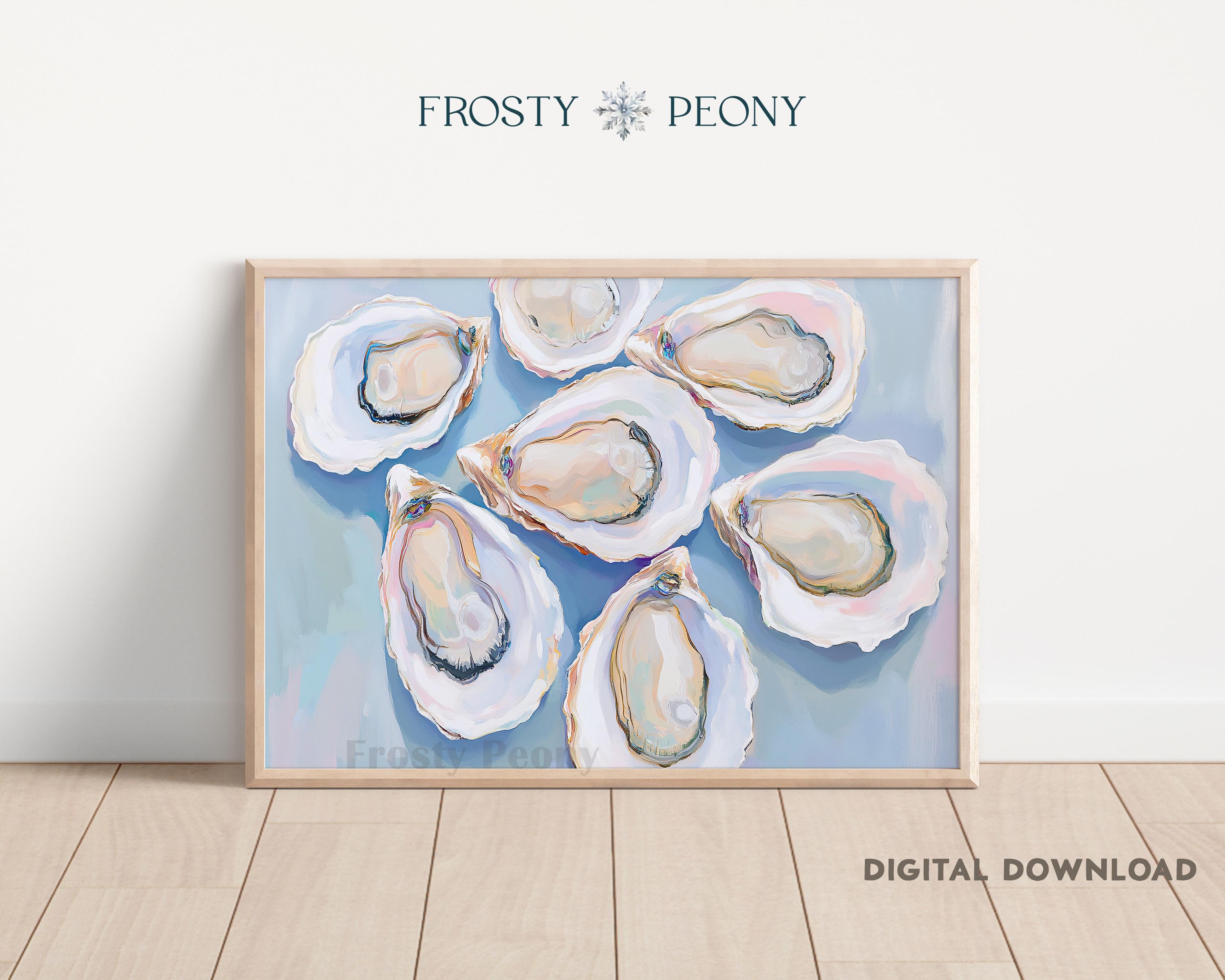 Stylish Pastel Oyster Shells Art Print Modern Coastal Wall Art Oceanic ...