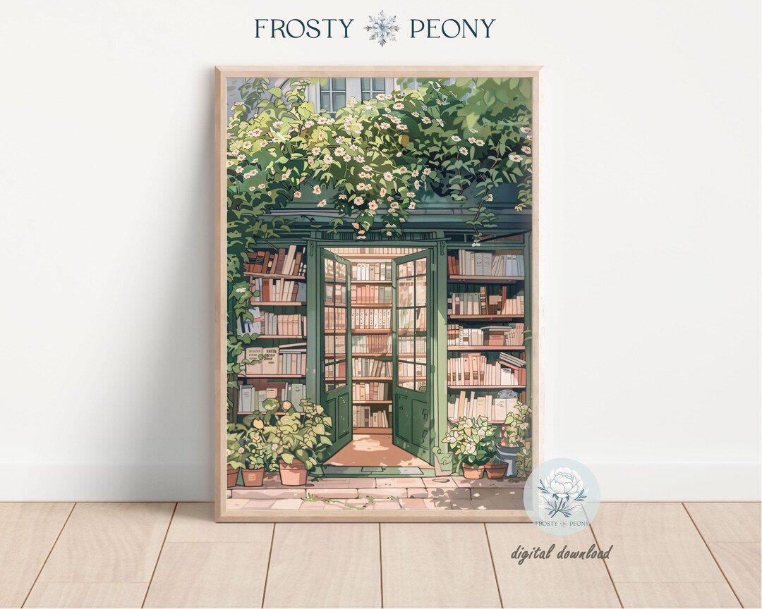Nostalgic Vintage Bookstore Art Print | Cozy Bookshop Art Print ...