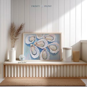Stylish Pastel Oyster Shells Art Print | Modern Coastal Wall Art ...