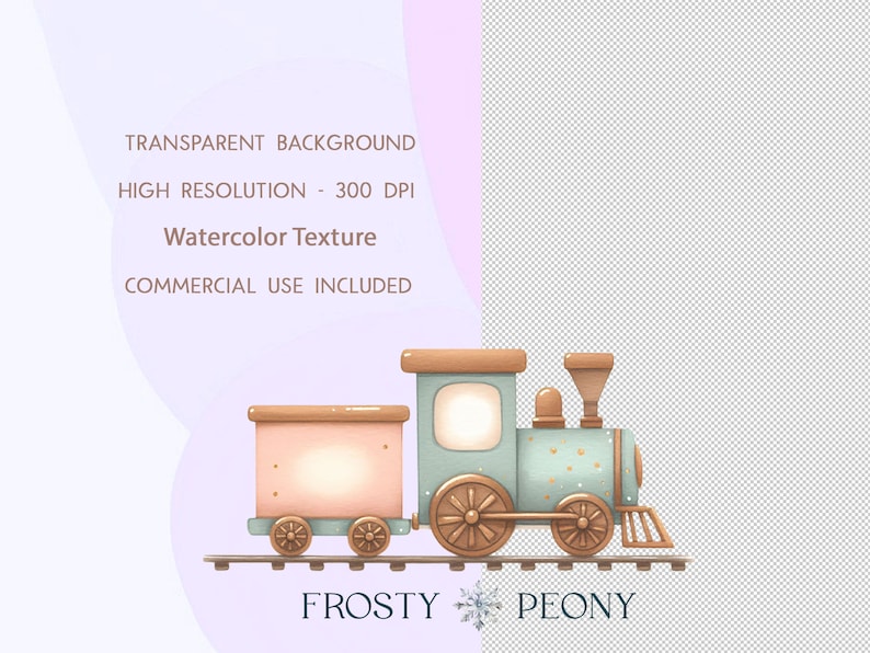 10 Watercolor Boho Nursery Trains Clipart PNG Digital Download | Muted ...