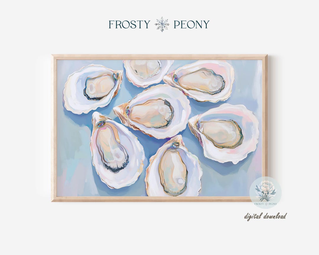 Stylish Pastel Oyster Shells Art Print | Modern Coastal Wall Art ...