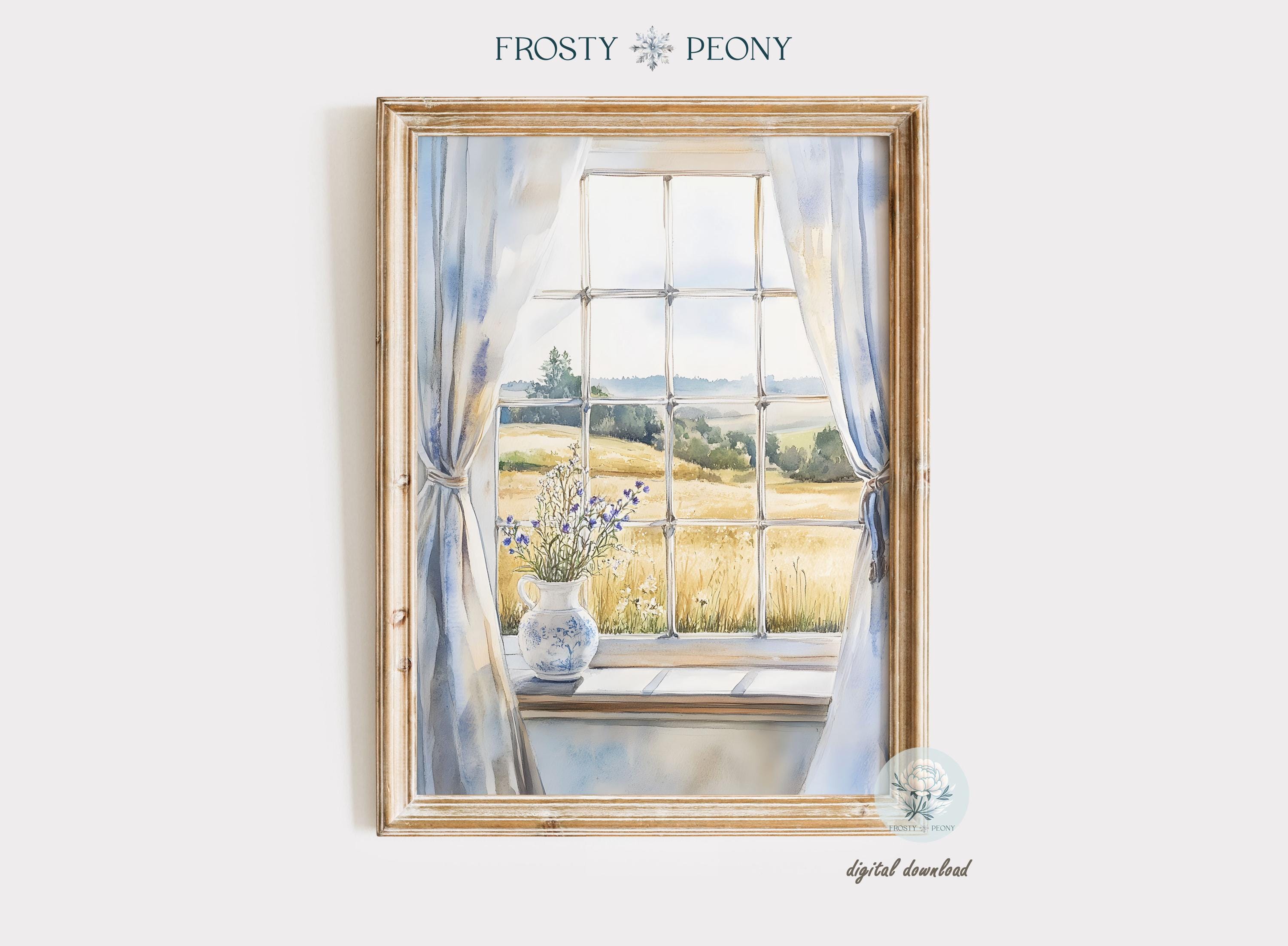 Farmhouse Window View Art Print: Rustic Fall Autumn Countryside ...
